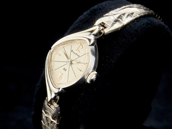 STUNNING 1963 Bulova sunburst L 10k Rolled White | Etsy