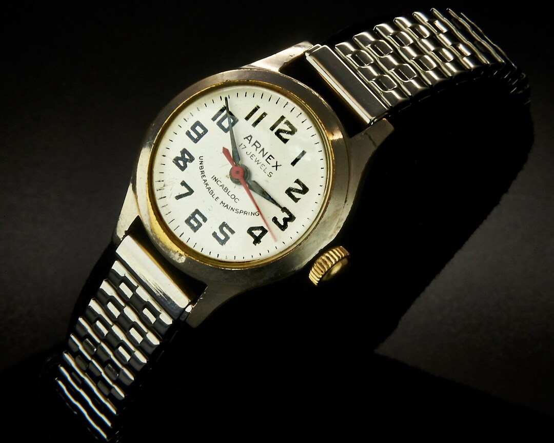1940s Arnex by General Time Co. Ladies Round Silver-tone Tonneau Wrist ...