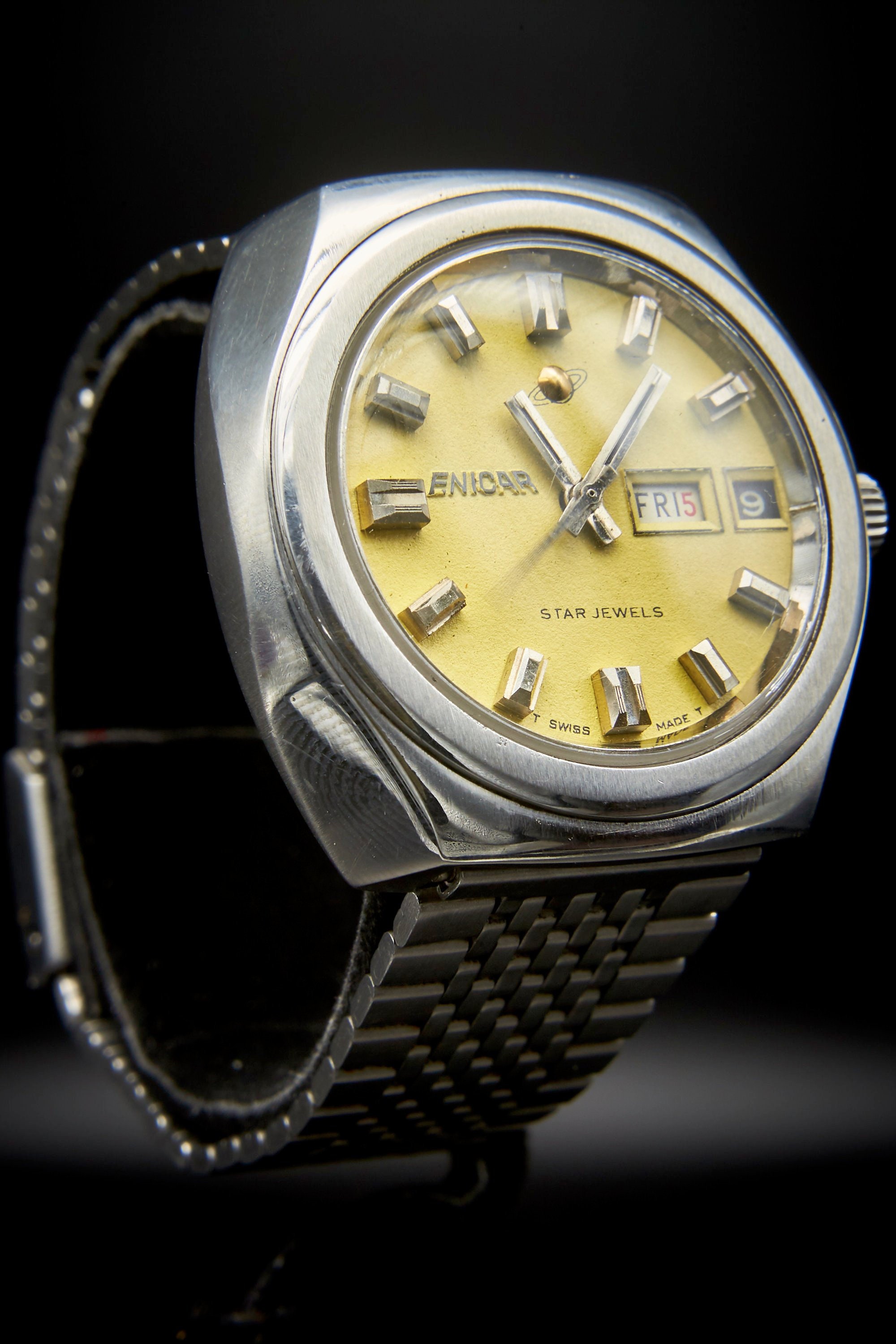 1970s Enicar Star Jewels Stainless Mens Vintage Watch | Vintage Enicar ...