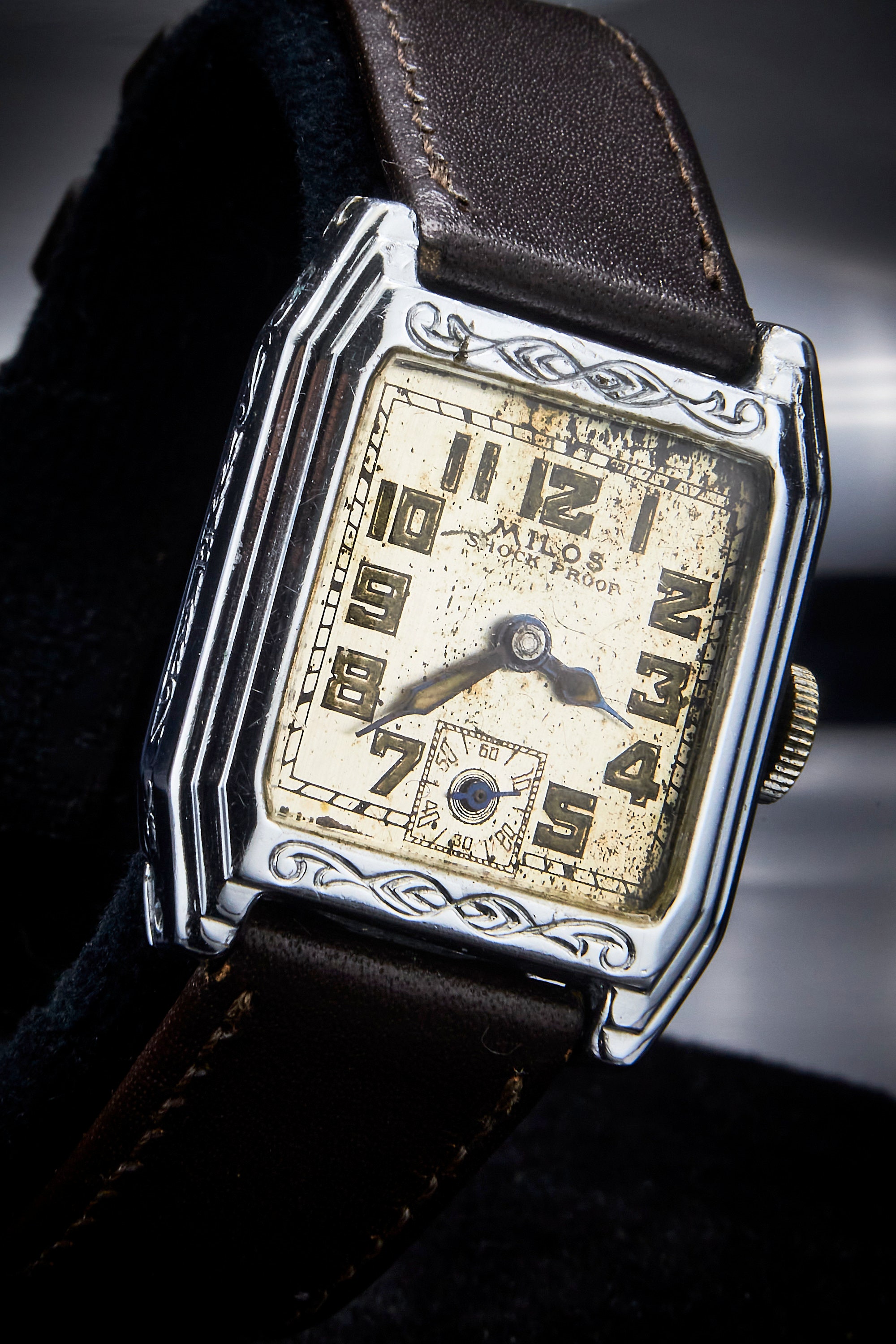 Ornate 1920s MILOS Men's WWI Era White Gold-filled Tank Watch • Folding ...