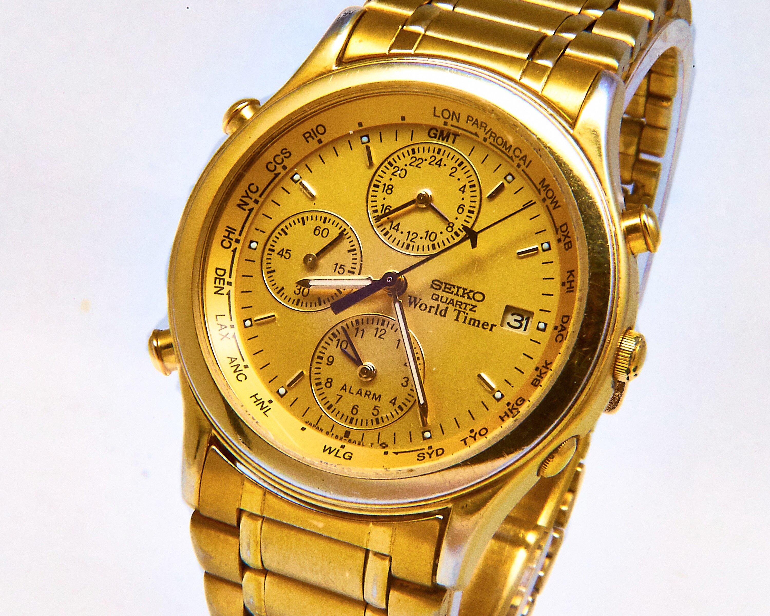 Vintage 1990s Seiko GMT World Timer Chrono Alarm Watch Men s Unisex Vintage 1990s Seiko GMT World Timer Chrono Alarm Watch Men s Unisex