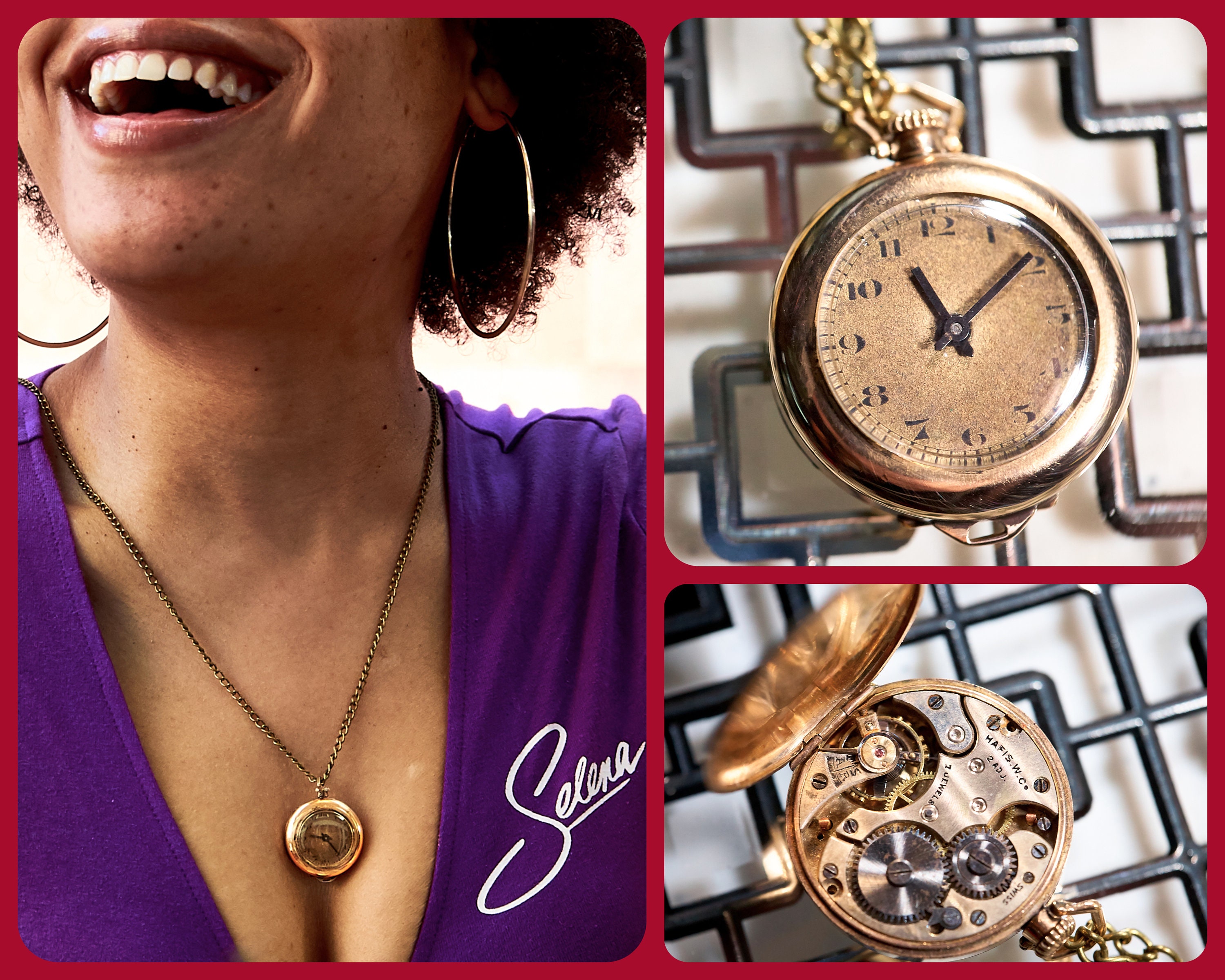 Antique Edwardian Pendant Watch by Hafis, Switzerland | Art Deco Gold ...