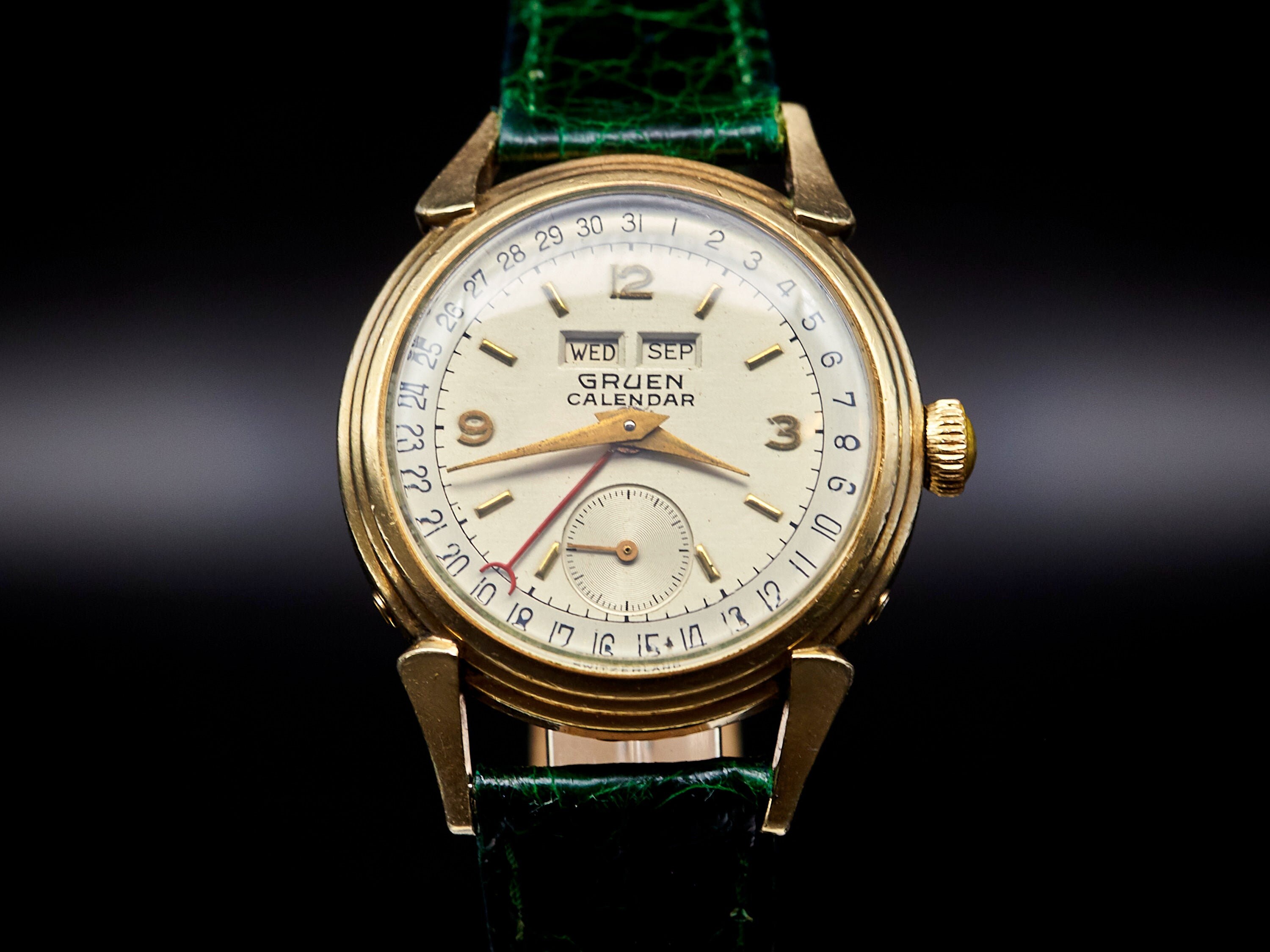 Classic 1950s Mid Century Gruen Unisex Mens Gold Watch | 10k GF Triple ...