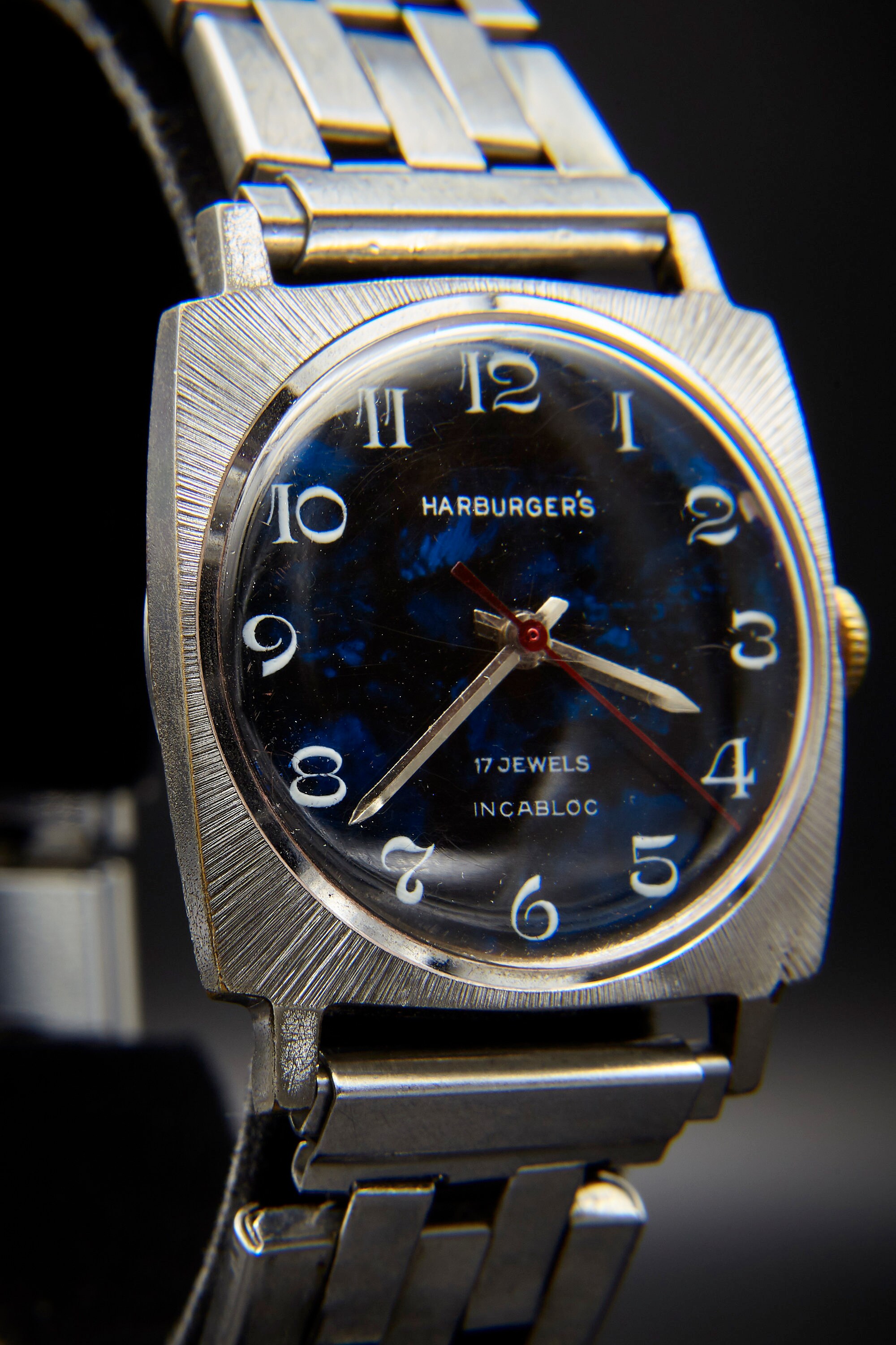 Vintage 1960s FUNKY blue French Watch - Harburger's Automatic Stainless ...