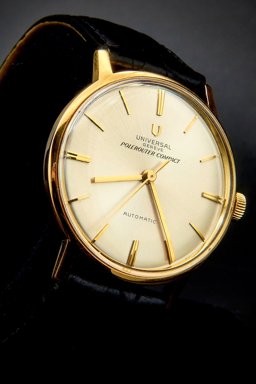 1960s Universal Genève Polerouter, 18K Gold Automatic Men’s Watch ...