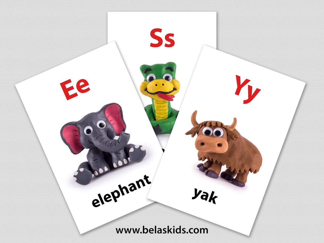 Animal, Alphabet, Flash Cards, ABC, Clay Figures, English, Wall Decor ...