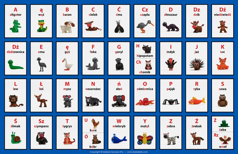 Placemats, Polish Alphabet, Animals, - Etsy