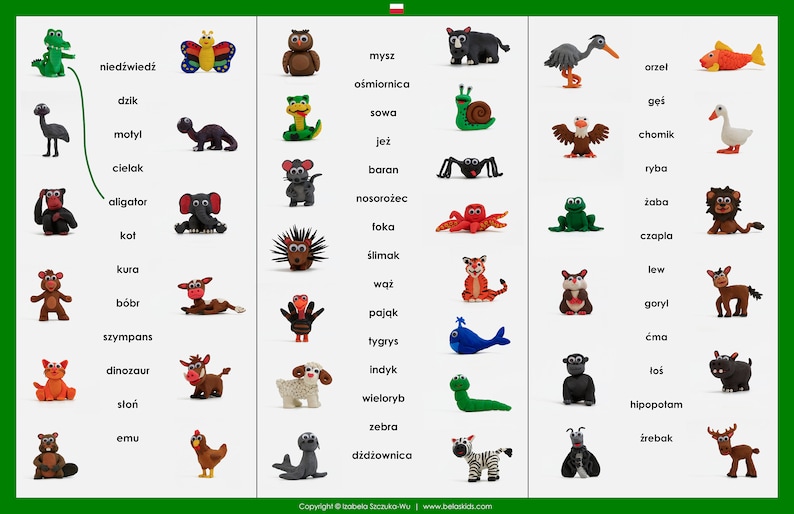 Placemats, Polish Alphabet, Animals, - Etsy