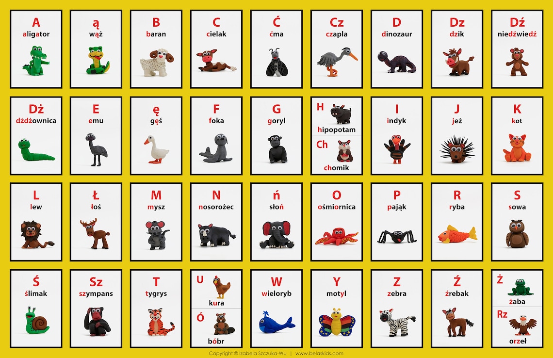 Placemats, Polish Alphabet, Animals, - Etsy