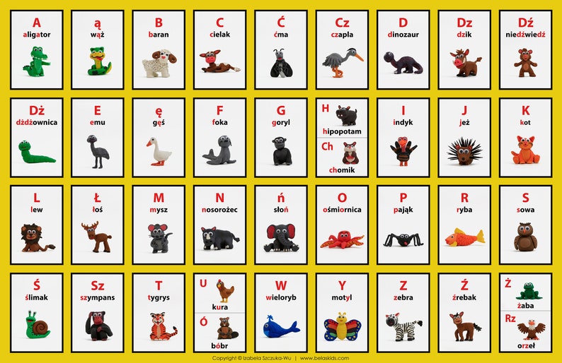 Placemats, Polish Alphabet, Animals, - Etsy