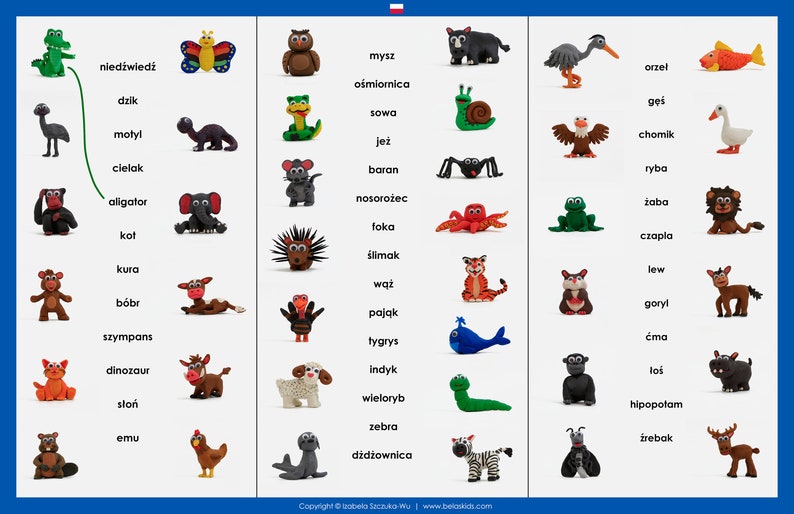 Placemats, Polish Alphabet, Animals, - Etsy