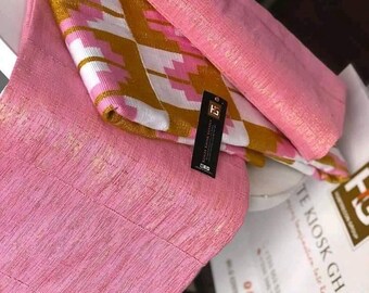 African Purple / Pink Kente Print Fabric KENTE Ghana Wax Cloth AF-4010 ...