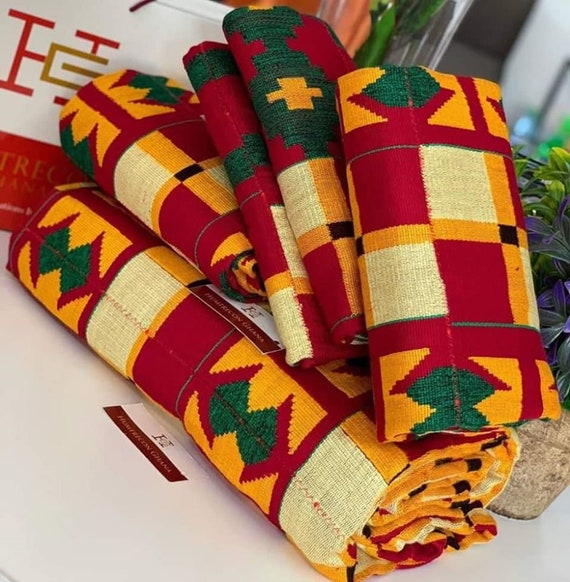 HG Kente-hand Woven Kente-african Royal Kente-cotton Silk | Etsy