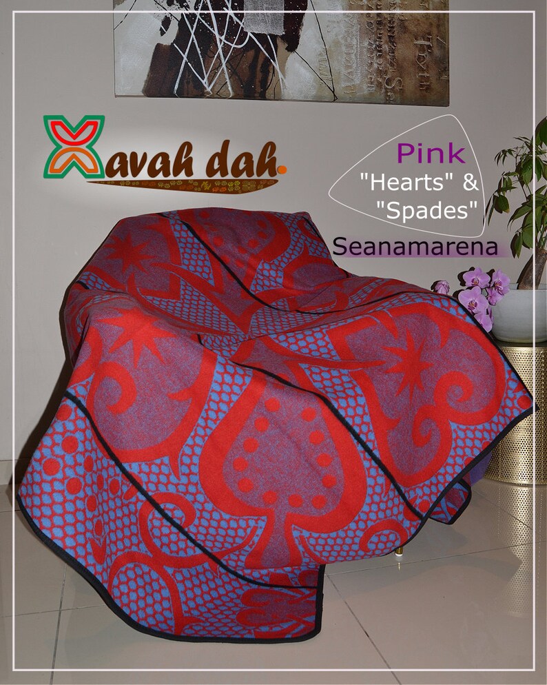 Basotho Blanket Seanamarena Pink Hearts/Spades | Etsy
