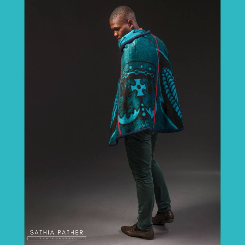 Basotho Blanket - Poncho-shawl (turquoise Blue) - Etsy