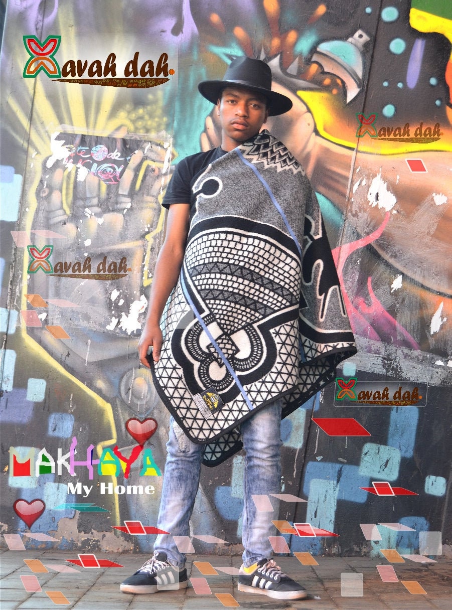 Basotho Blanket - Kharetsa (blacknwhite) Blue Line - Etsy