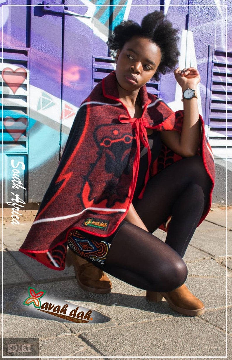 Basotho Blanket - Poncho-shawl (red) - Etsy