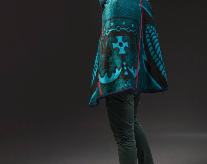 Basotho Blanket Poncho-shawl turquoise Blue - Etsy