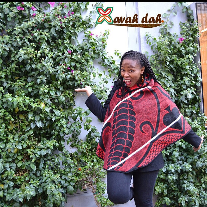 Basotho Blanket Poncho-shawl red - Etsy