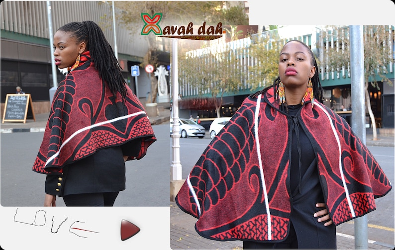 Basotho Blanket - Poncho-shawl (red) - Etsy