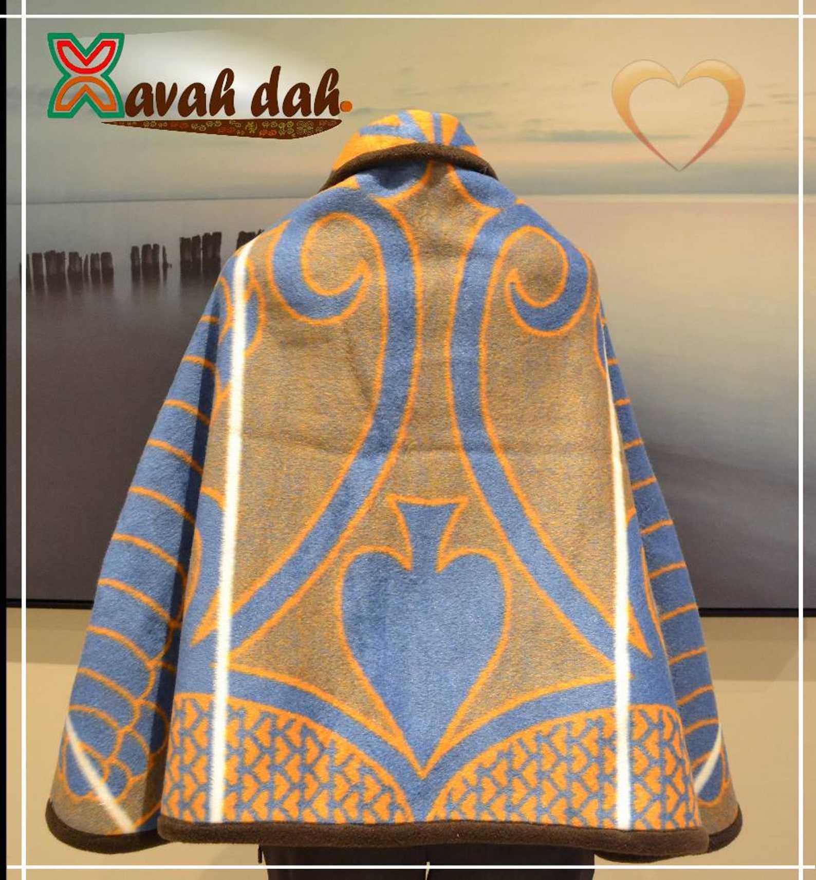 Basotho Blanket Poncho-shawl orange - Etsy