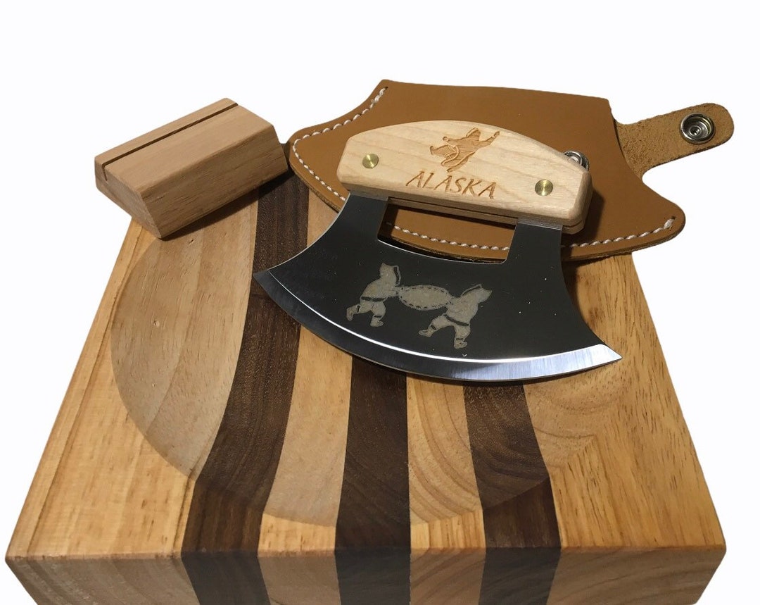 BUNDLE Handmade Natural Leather Sheath Ulu Factory Blanket Toss Design ...