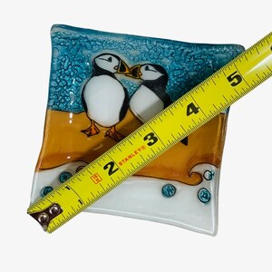 Handmade Fused Glass Approx 4" Square Dish Puffin Birds - Etsy