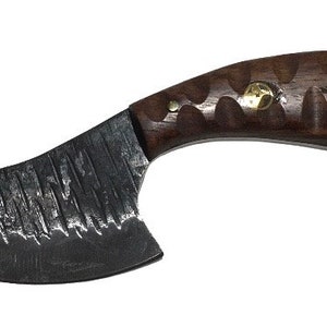 Handmade Wood Handle Utility Ulu Shape Knife Medium Leather Sheath 6 ...