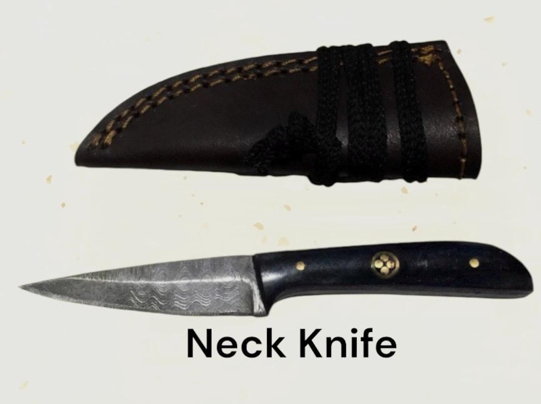 Handmade Handle Neck Knife Leather Sheath 6 Damascus Blade - Etsy
