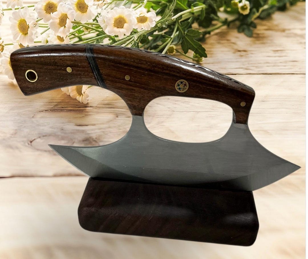 Ergonomical Grip Handle Stainless Steel Ulu Knife With Handcrafted ...