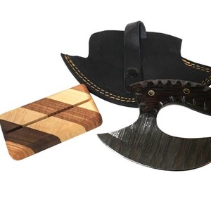 Exotic Dark Brown Twisted Wood Handle Ulu Knife 6.25 Damascus Blade W ...