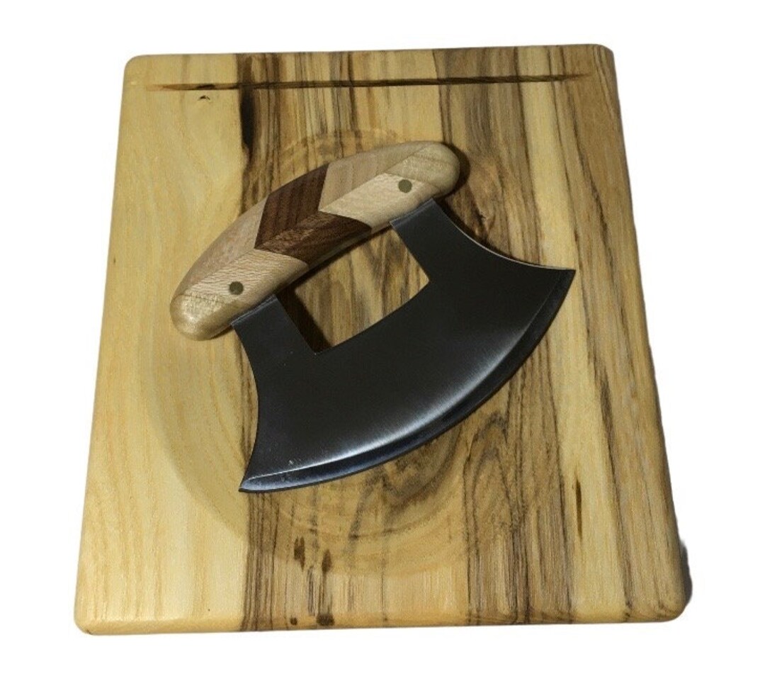 Handmade in USA Wood Hackberry Ulu Knife Cutting Chopping Bowl/board 8. ...