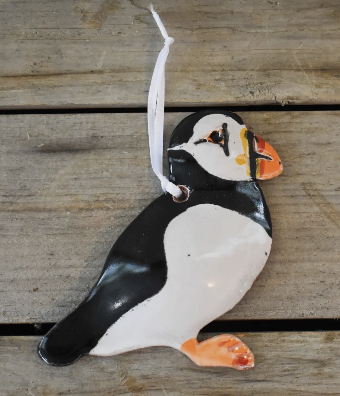 Handmade Blue Clay Pottery Bird Ornament Atlantic Puffin Bird 4.25 ...