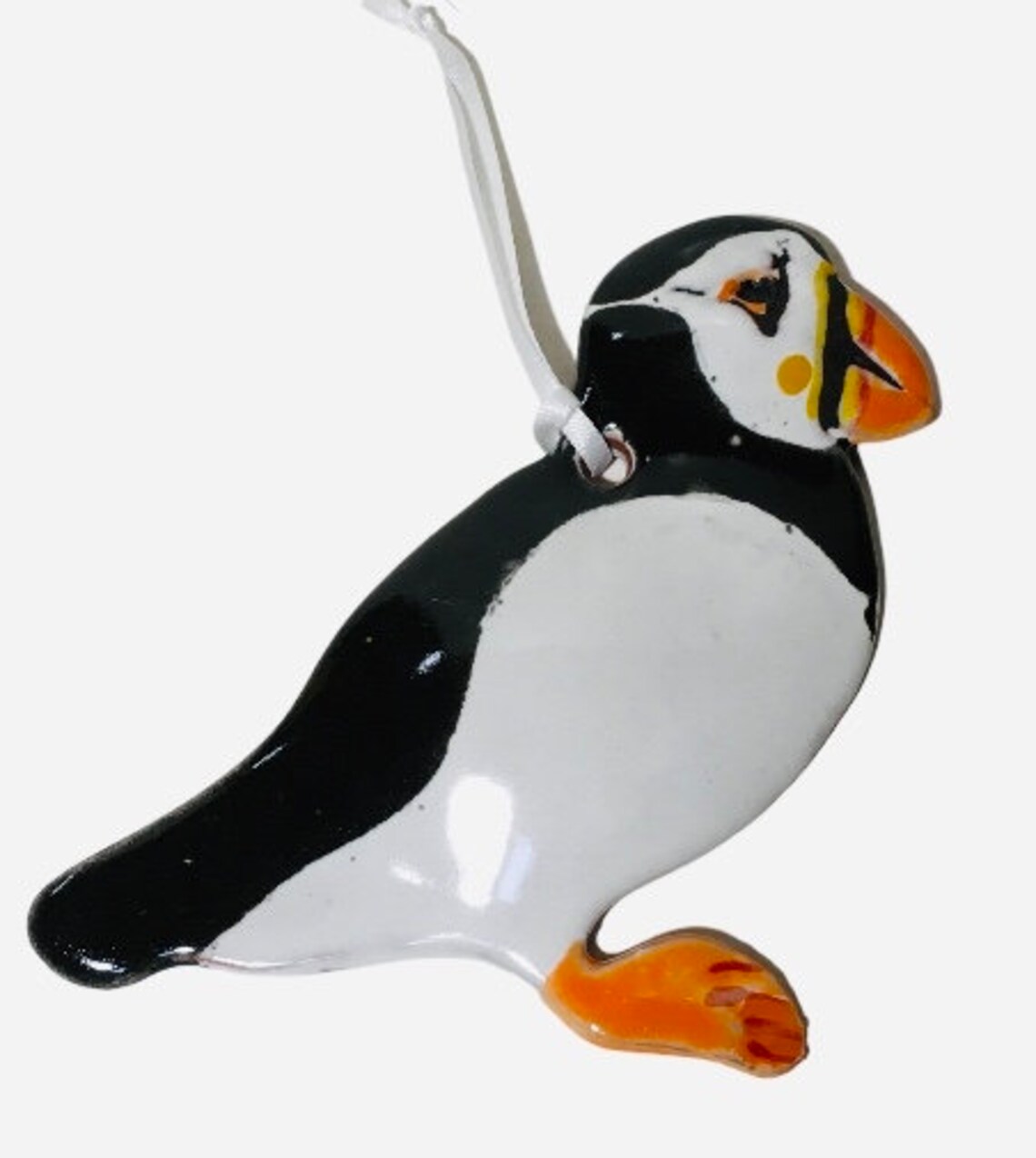 Handmade Blue Clay Pottery Bird Ornament Atlantic Puffin Bird 4.25 ...