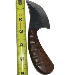 Handmade Wood Handle Utility Ulu Shape Knife Medium Leather Sheath 6 ...