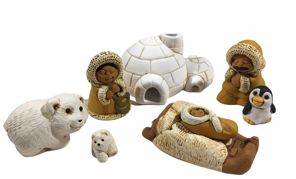 Handmade Unique Unusual Ceramic Eskimo Nativity Set | Etsy