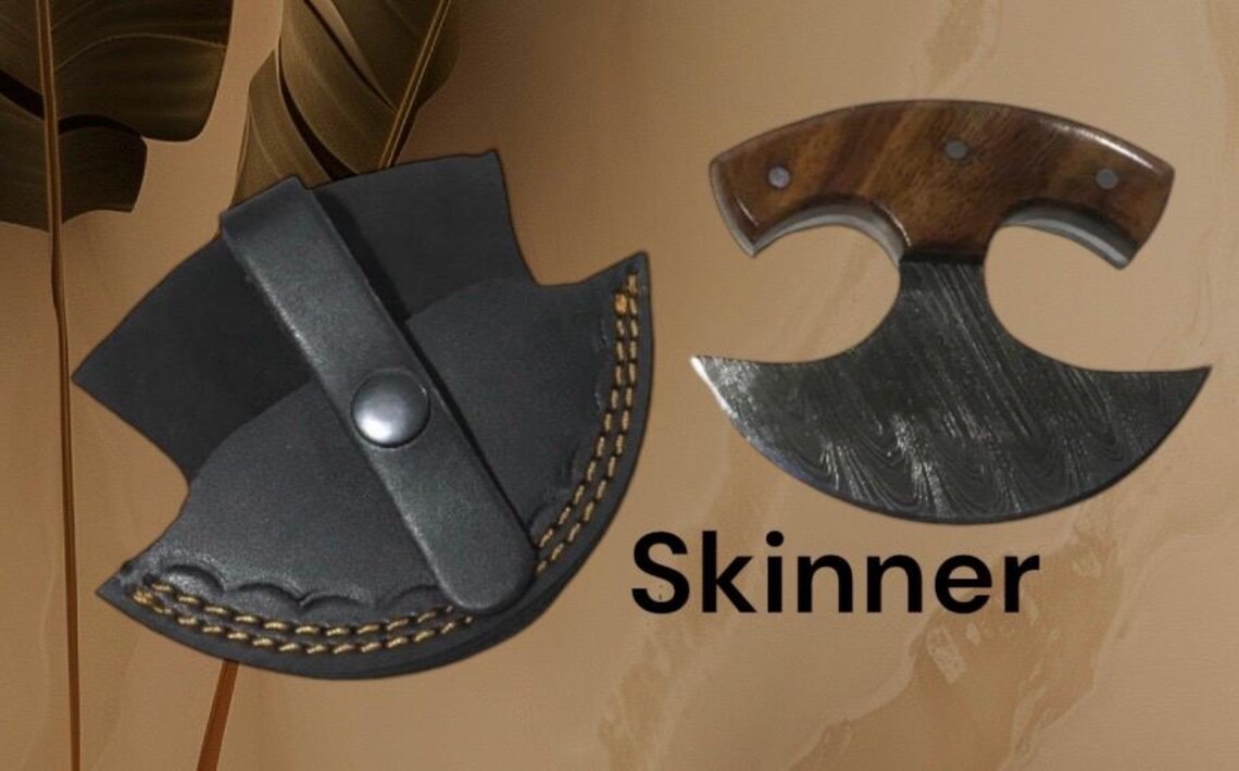 Small 4" Wood Handle Skinning Skinner Knife Damascus Steel Blade W ...