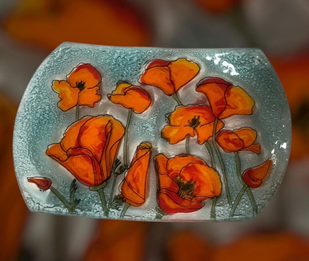 Handmade Fused Glass Soap Dish Poppy Flowers Floral Vibrant - Etsy