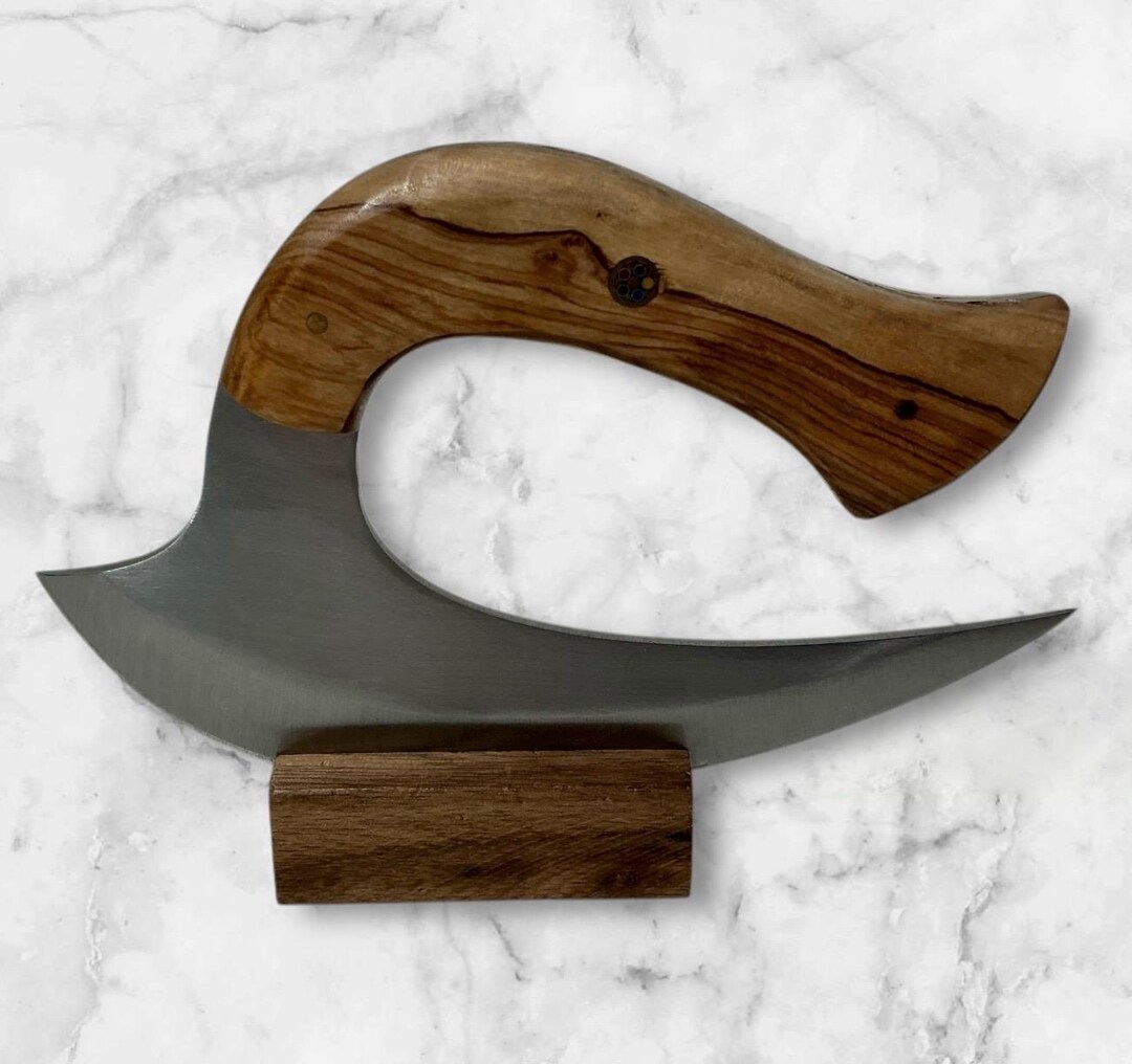 New Design 2024 Two Tone Wood Ergonomic Slim Stainless Steel Ulu Knife ...