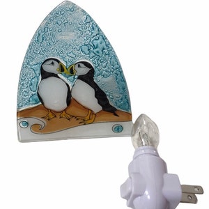 Handmade Fused Glass Glass Night Light Puffins - Etsy