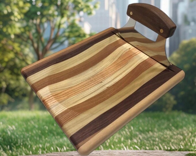 Handmade in USA Wood Ulu Knife Cutting Chopping Bowl/board 8.5" X 9 ...