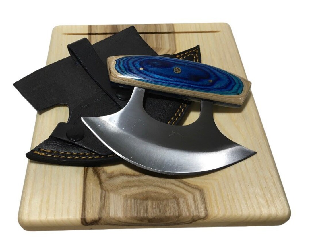 Handmade in USA Wood Hakeberry Ulu Knife Cutting Chopping Bowl/board 8. ...