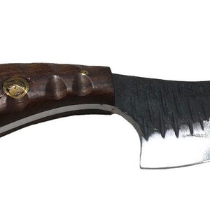 Handmade Wood Handle Utility Ulu Shape Knife Medium Leather Sheath 6 ...