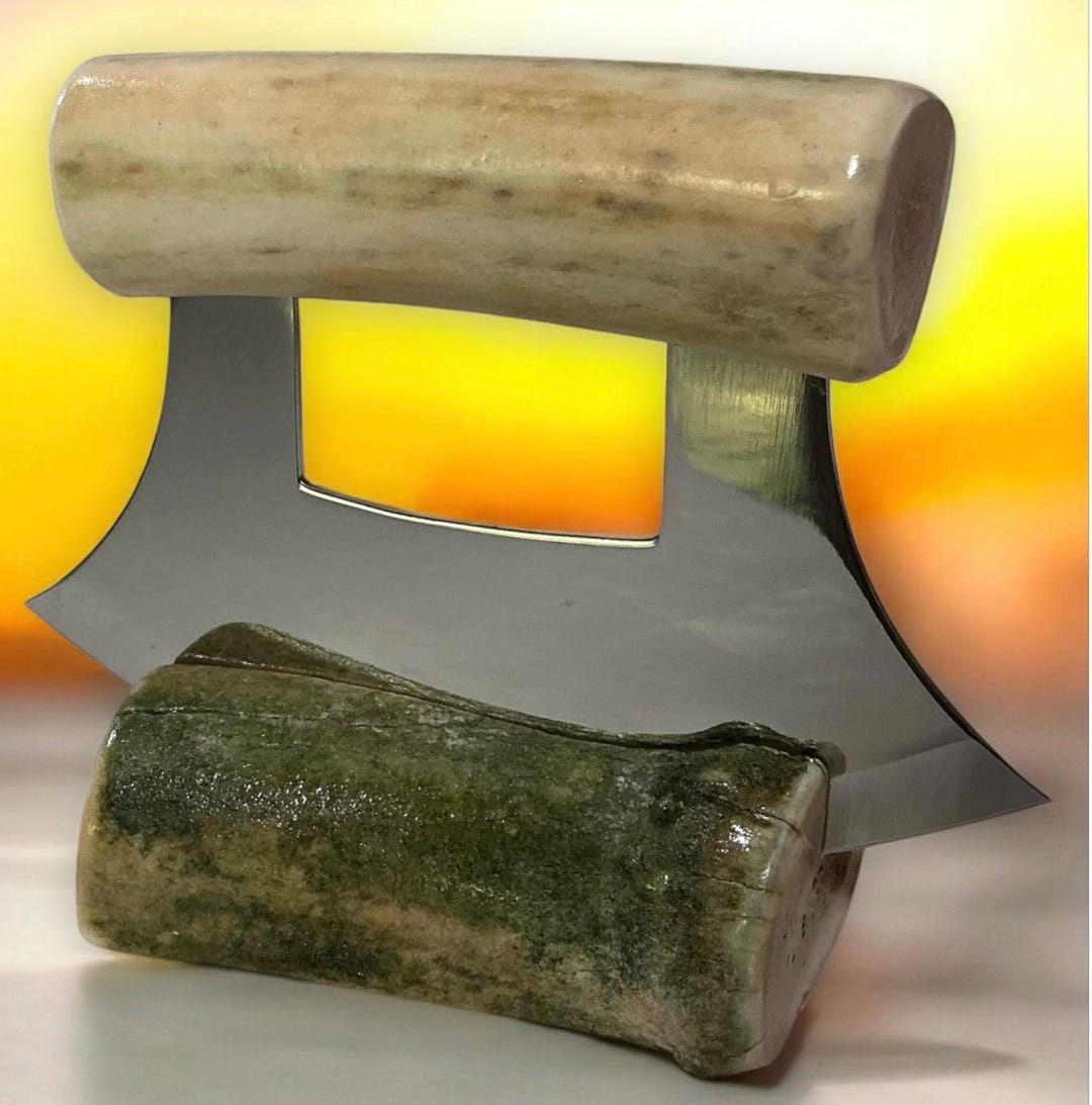 Handmade Caribou Antler Ulu Knife: Alaskan Native Design Hearty Natural ...