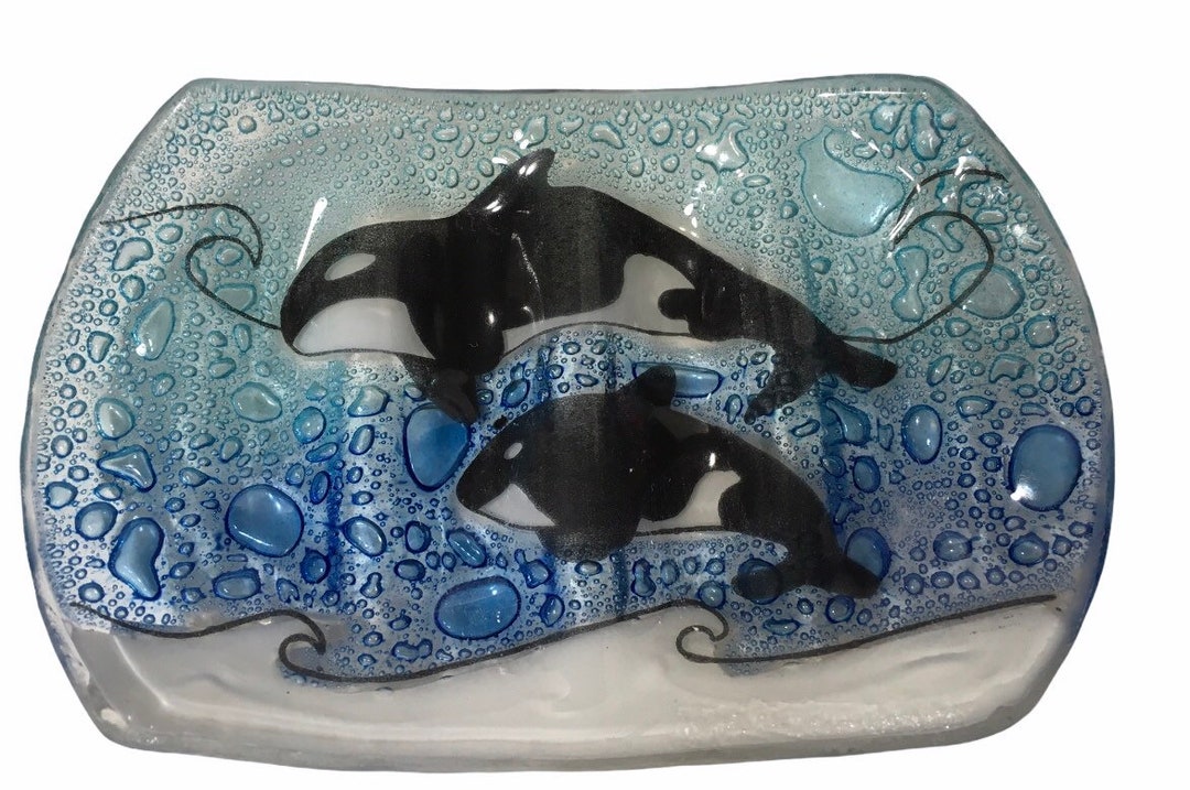 Handmade Fused Glass Soap Dish Orca Killer Whales - Etsy