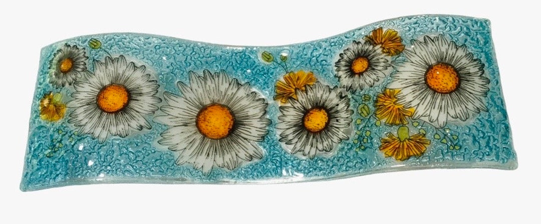 Handmade Fused Glass Wavy Glass Figure Daisy Flowers Daisies - Etsy