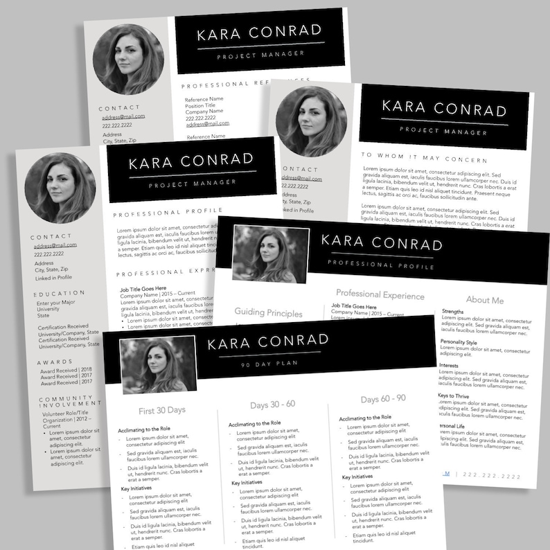 Interview Template Bundle: Resume, Cover Letter, References, 30 60 90 ...