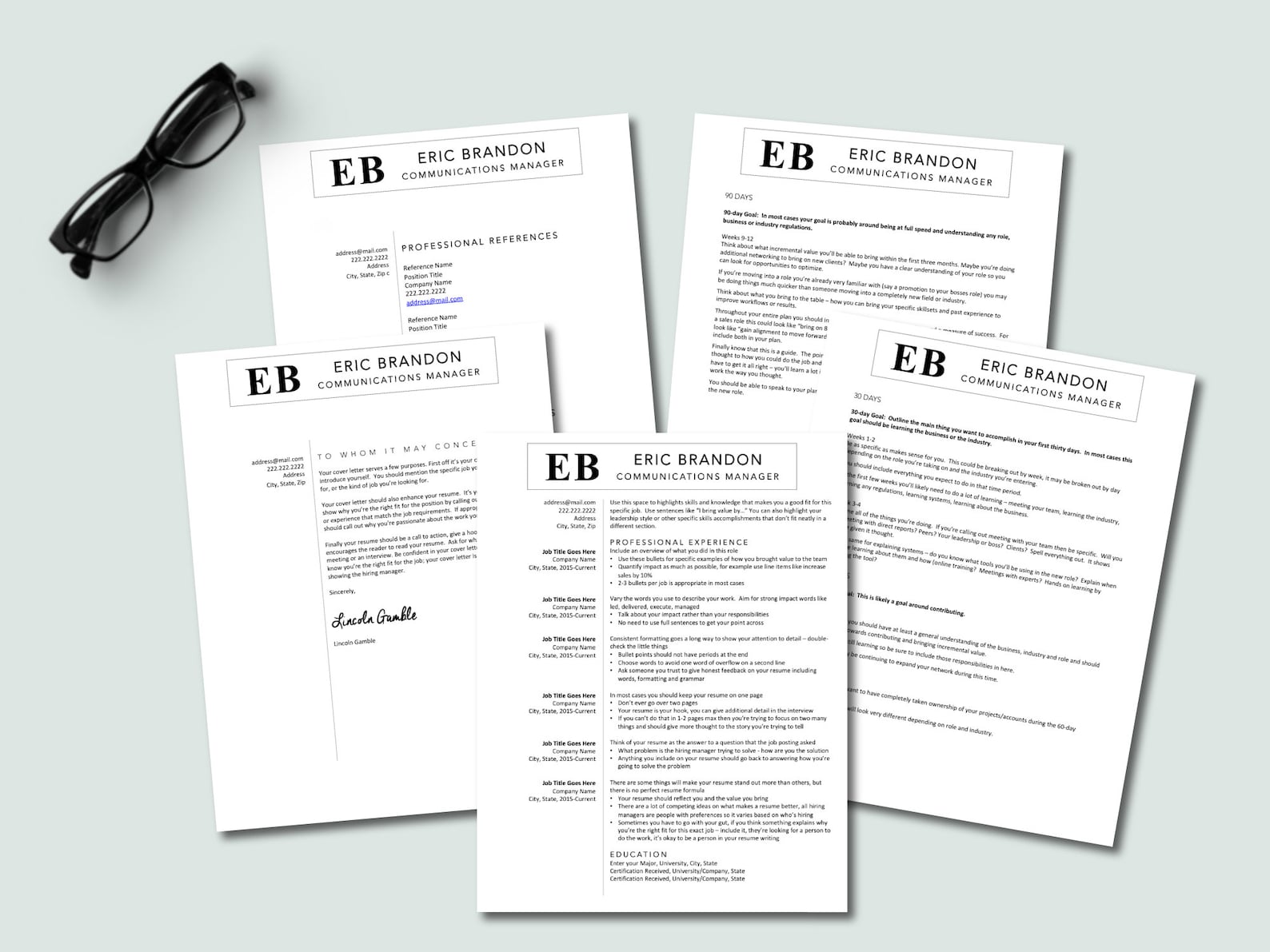 Job Interview Template Bundle: Resume, Cover Letter, References ...