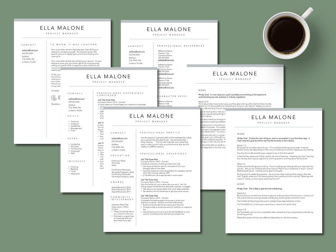 Interview Template Bundle: Resume With Optional Page 2, Cover Letter ...