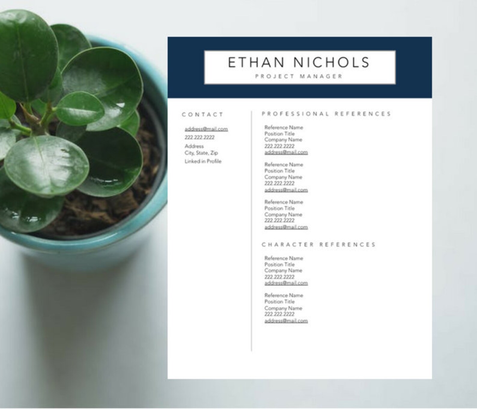 Professional Resume Template | Men's Resume Builder | Navy and Silver ...